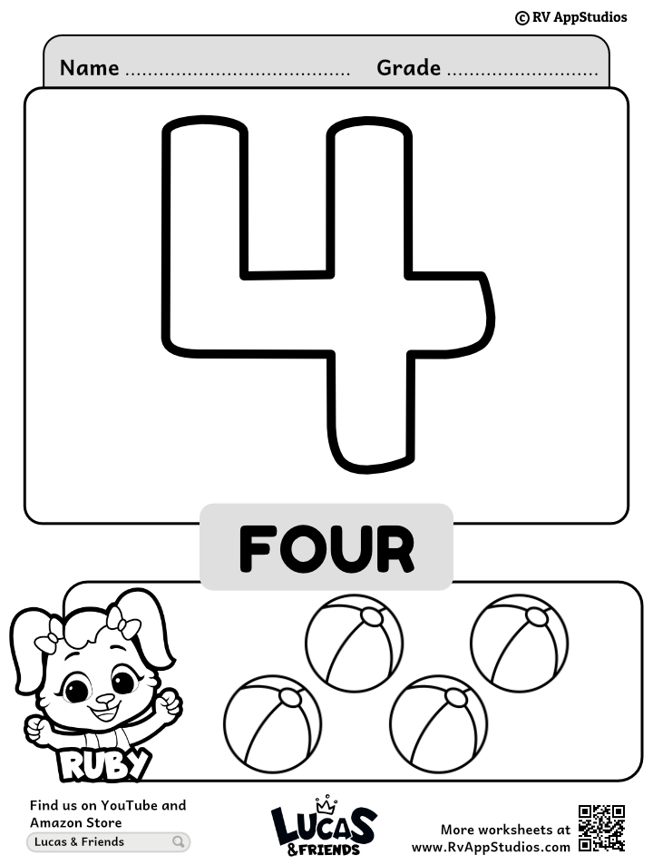 Number Four Coloring Page Number Four Coloring Page