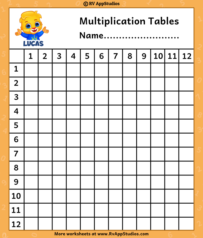 Worksheets Of Multiplication Tables