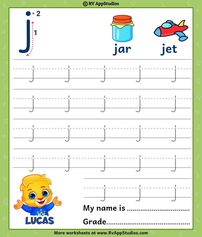 Lowercase Letter J Tracing Worksheets Trace Small Letter J Worksheet