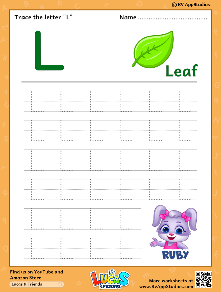 Free Letter L Tracing Worksheets 43A