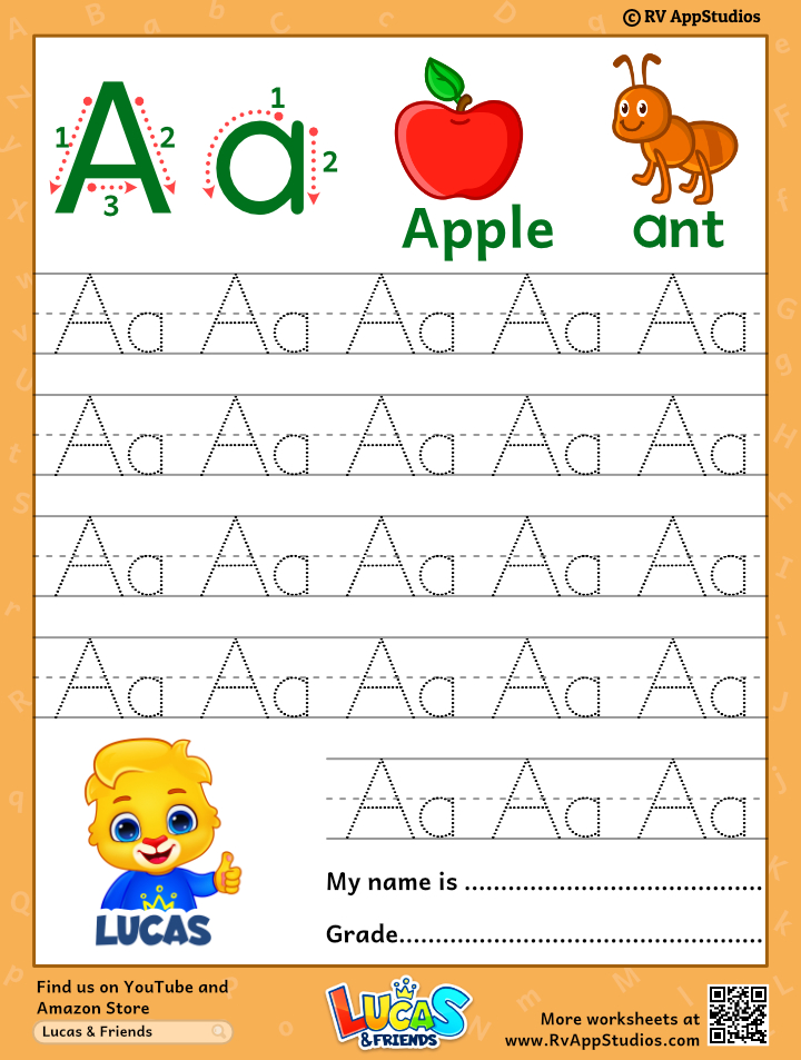 Alphabet Aa Letter Printable Letter Aa Tracing Worksheets