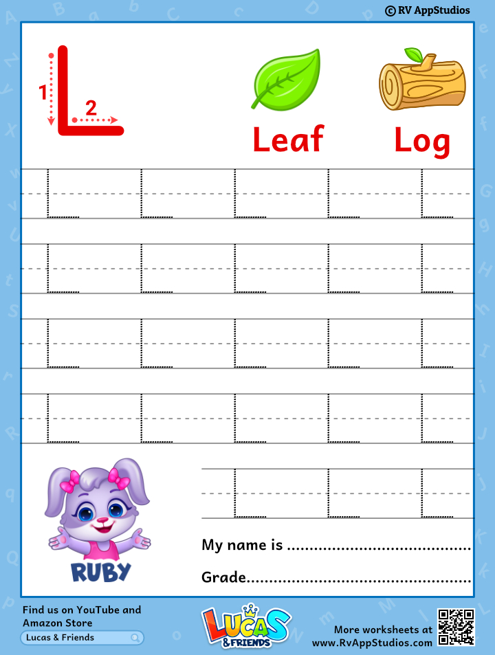 Capital Letter L Tracing Worksheet Trace Uppercase Letter L