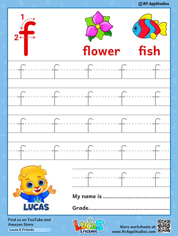 Lowercase Letter F Tracing Worksheets Trace Small Letter F Worksheet